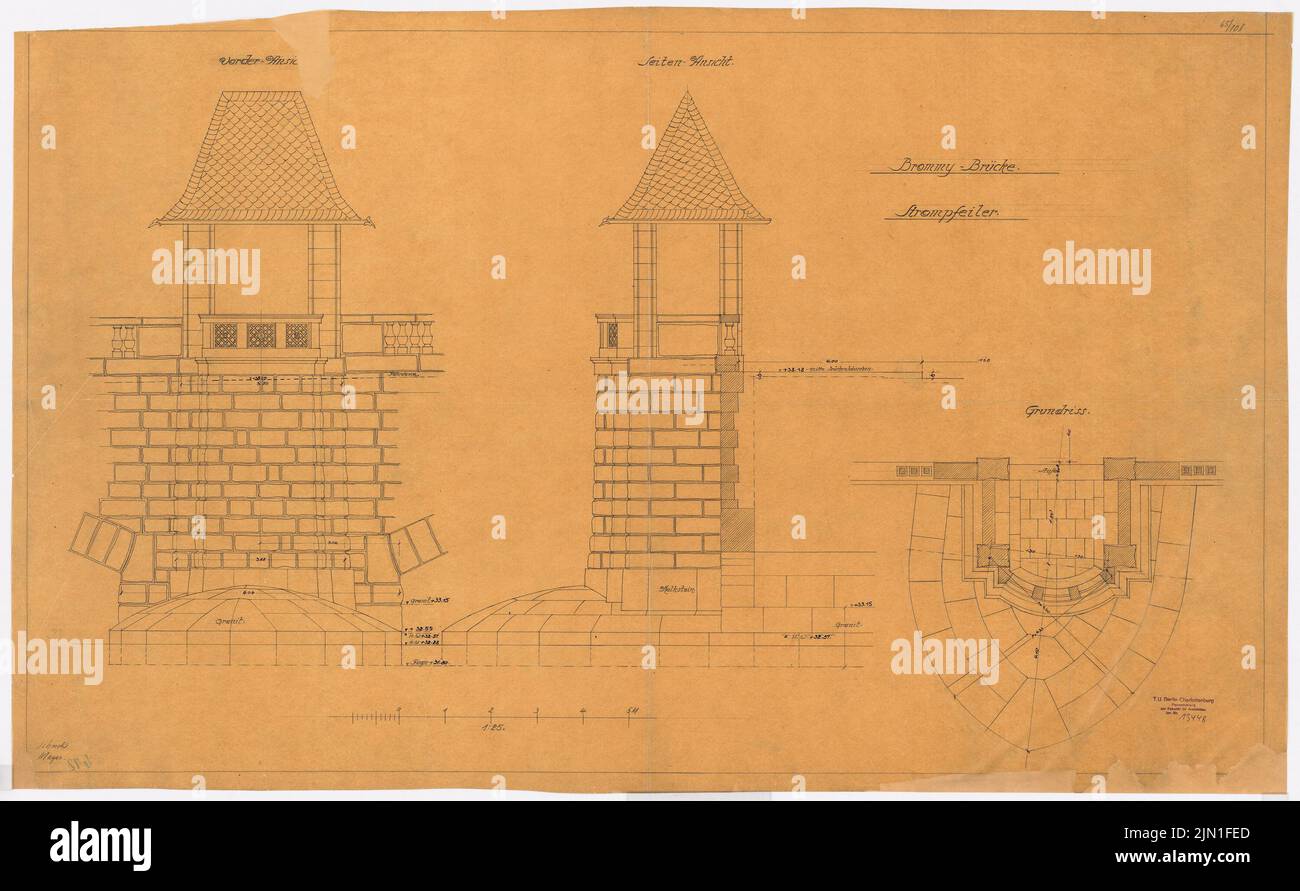 Messel Alfred (1853-1909), Brommybrücke, Berlin (1908): Electricity ...
