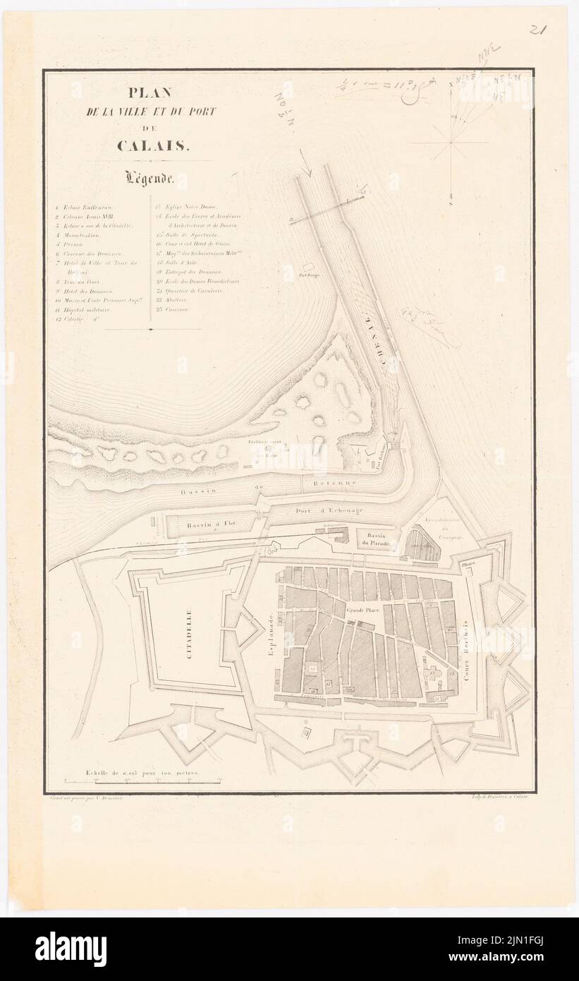 N.N., Map Hafen Calais (without dat.): Map port and city of Calais ...
