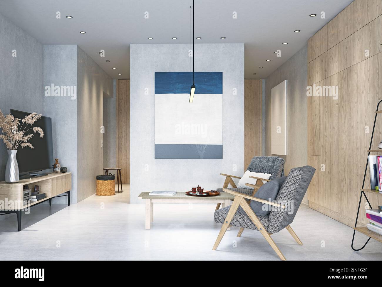 Modern living room interior. 3d rendering design concept Stock Photo ...