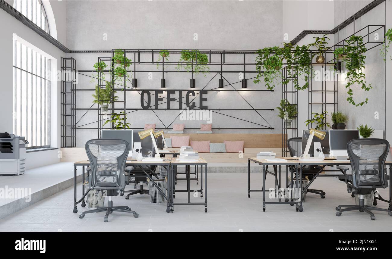 modern office interior (3d rendering design concept Stock Photo - Alamy