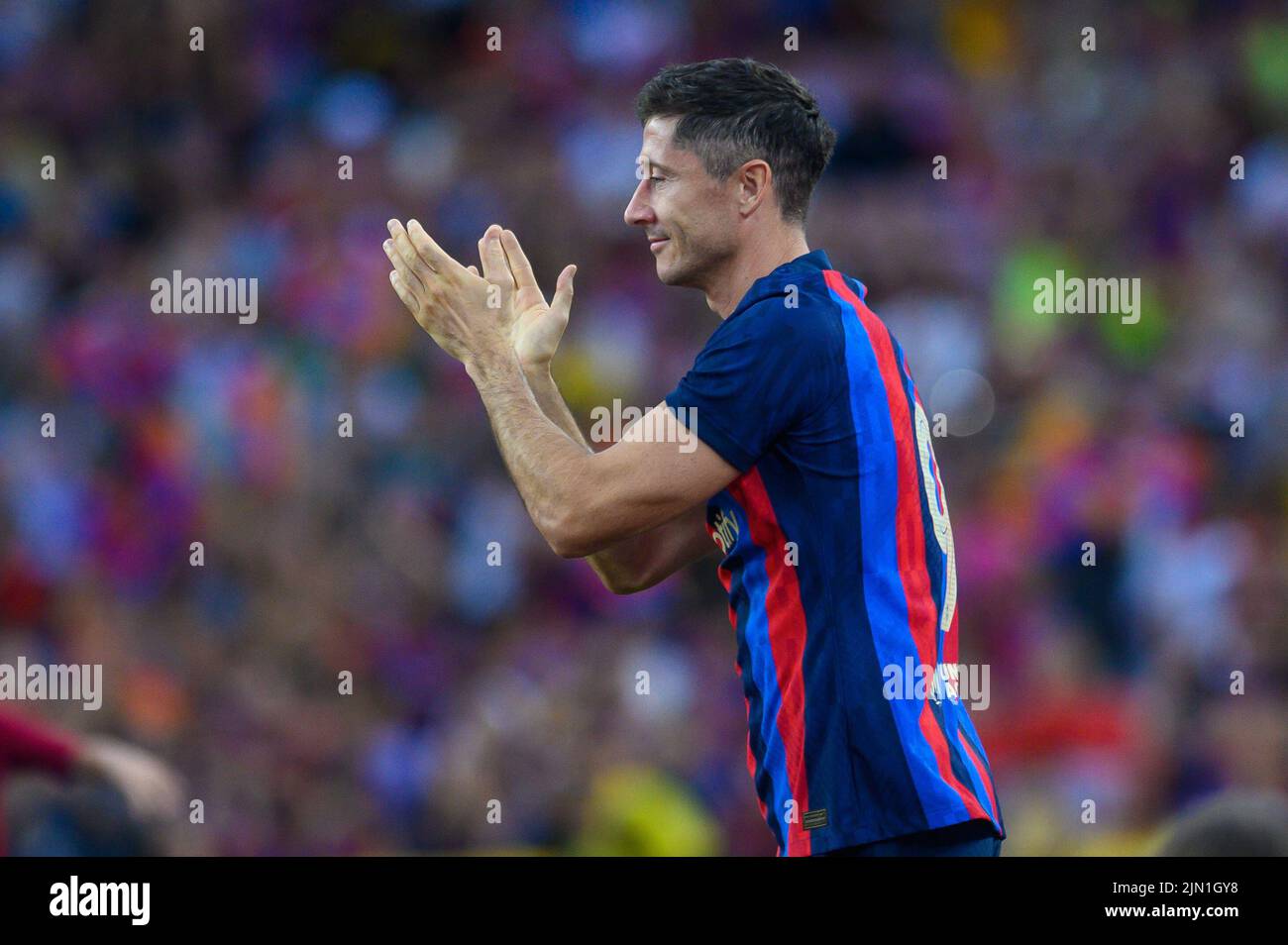 Robert Lewandowski of FC Barcelona during the Joan Gamper Trophy match ...