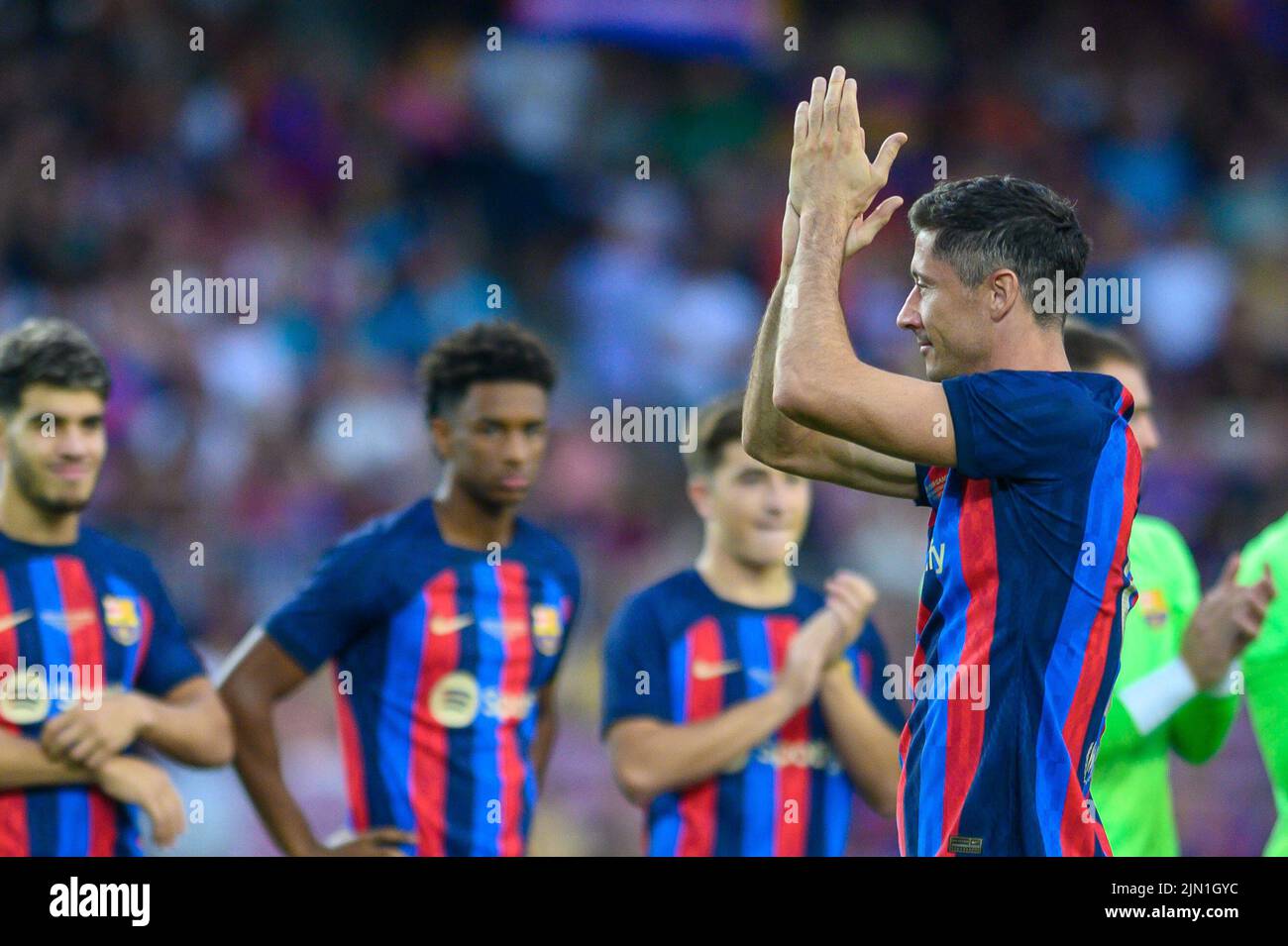 Robert Lewandowski of FC Barcelona during the Joan Gamper Trophy match ...