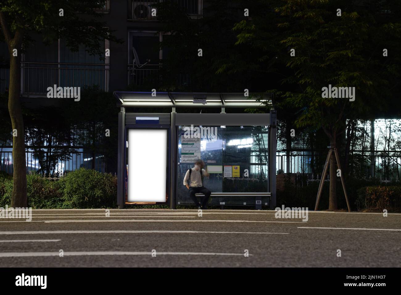 Photograph of mock up for Outdoor Bus Stop Advertising Stock Photo - Alamy