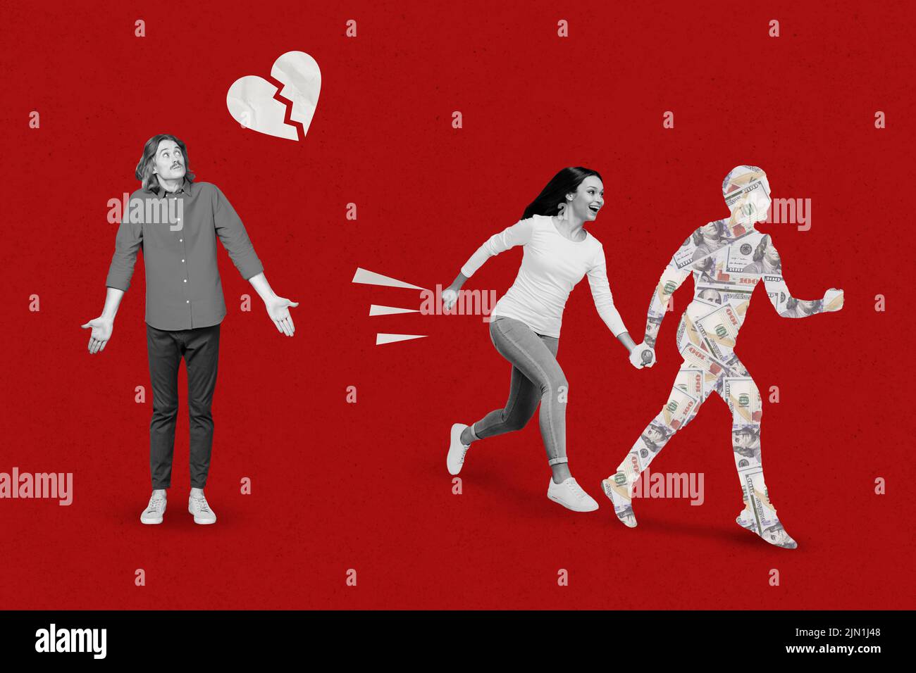 Collage image picture of tree person crisis conflict romantic ...