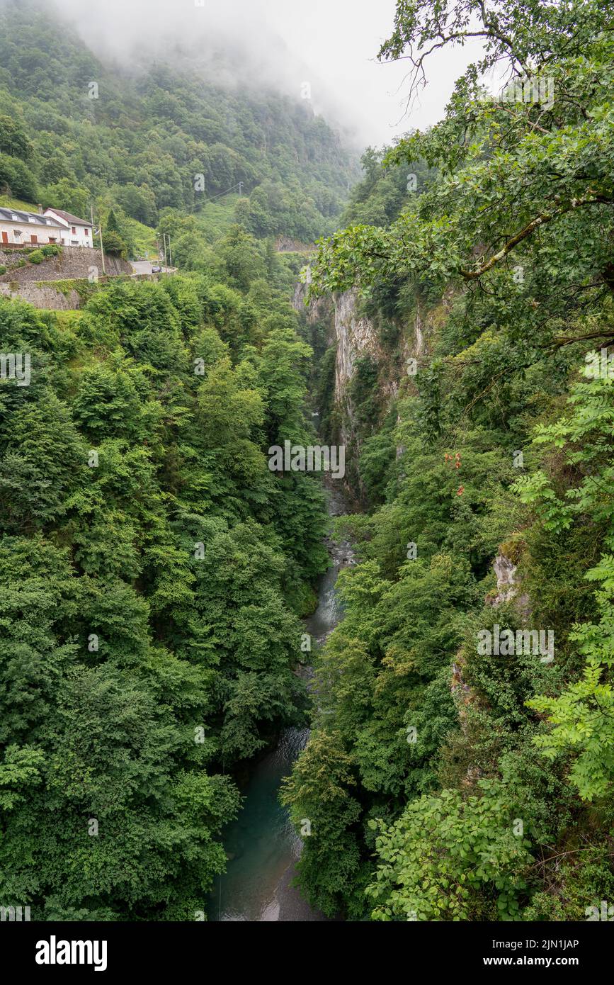 deep gorge seen from the Pont Napoléon, a famous bridge built 1860 ...
