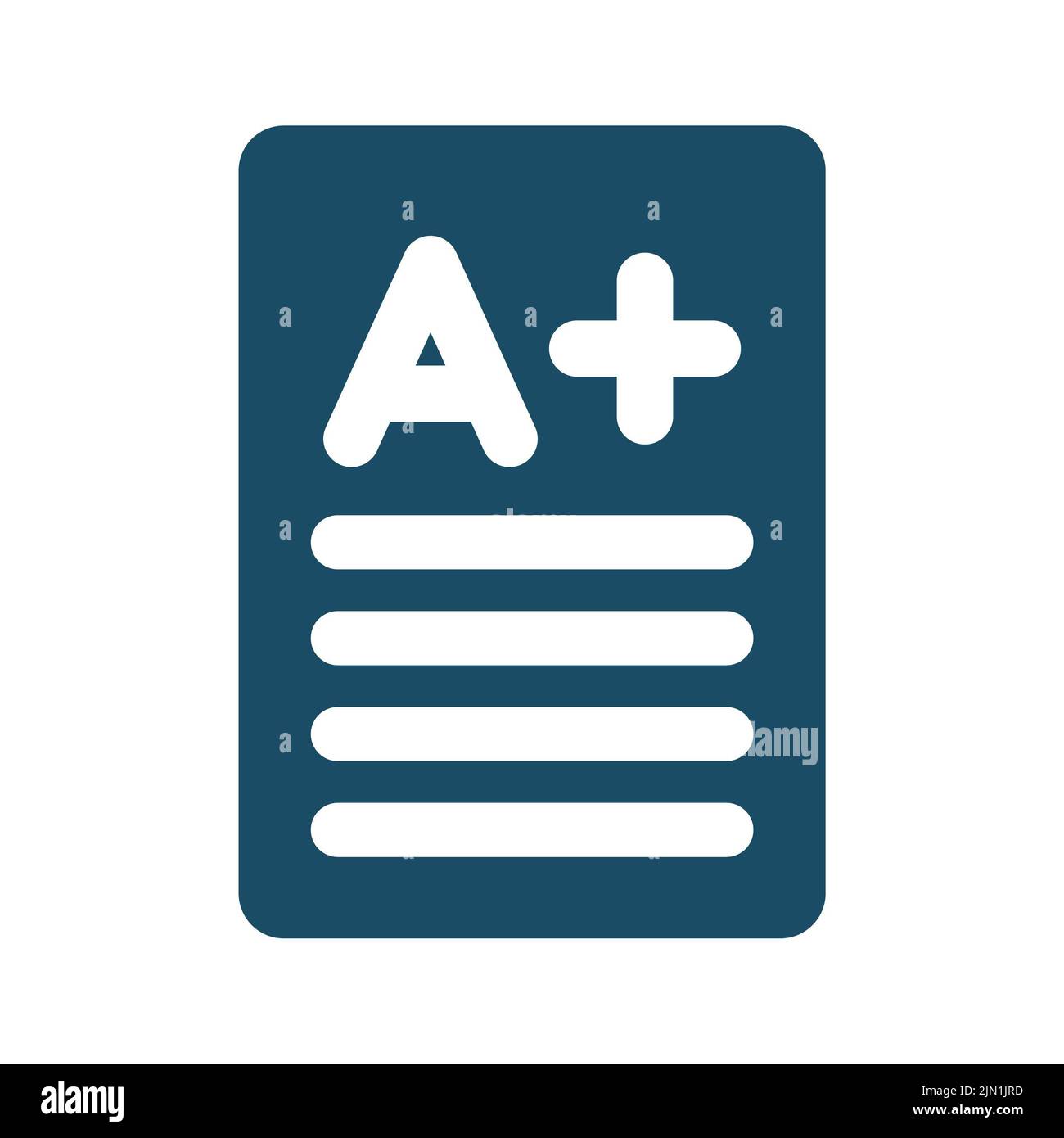 High quality dark blue flat A plus quiz paper icon. Pictogram, icon set ...