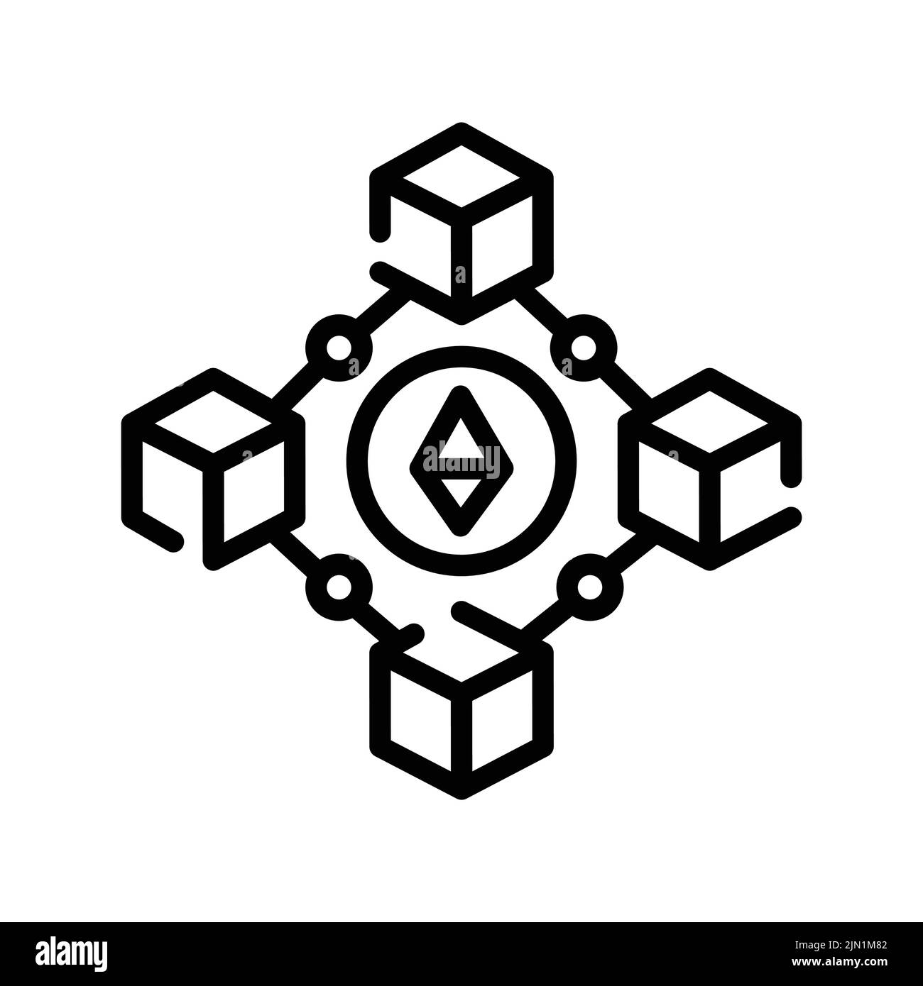 Blockchain black line icon. Virtual money. Pictogram for web page Stock ...