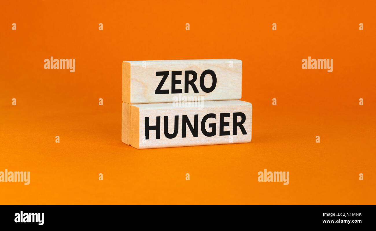Zero hunger symbol. Concept words Zero hunger on wooden blocks on a ...