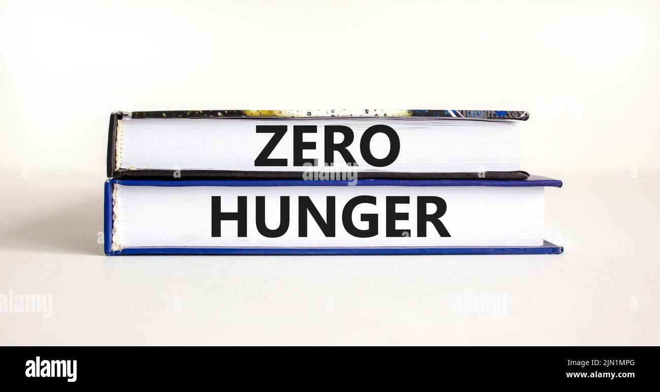 Zero hunger symbol. Concept words Zero hunger on books on a beautiful ...
