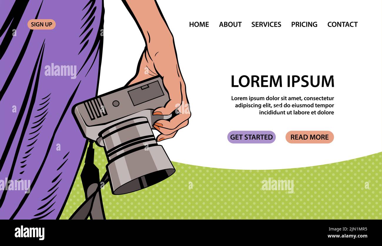 Girl photographer with a camera. Photo studio lesson. Photography ...