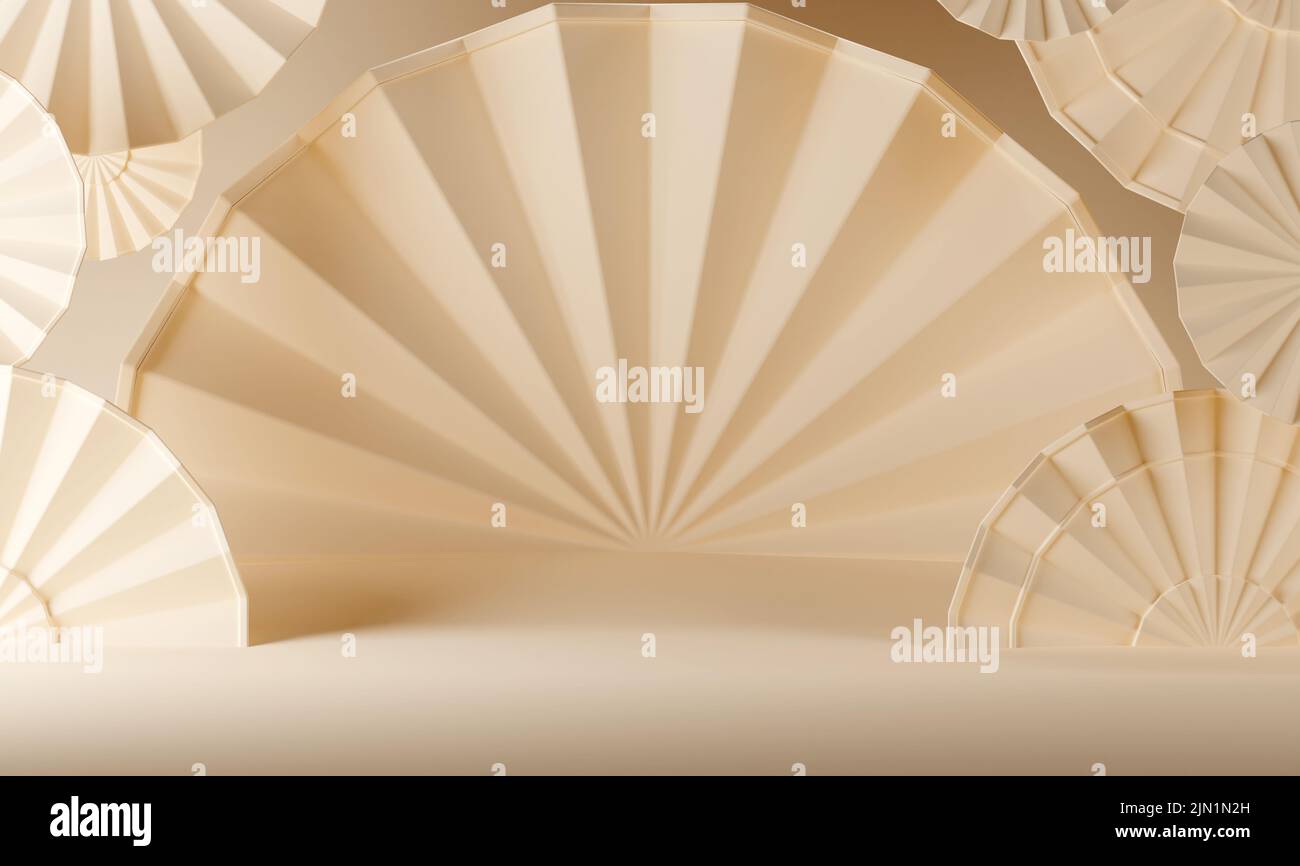 Chinese beige luxury background with pedestal, podium, round stage ...
