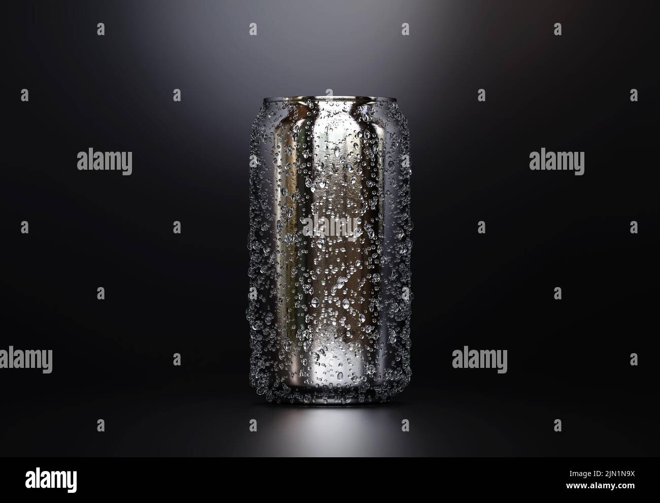 Aluminum beer or soda can with clod and droplet condensation, fresh ...