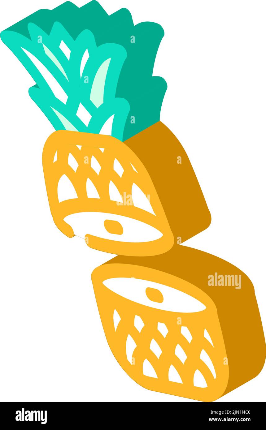 cut half a pineapple isometric icon vector illustration Stock Vector ...