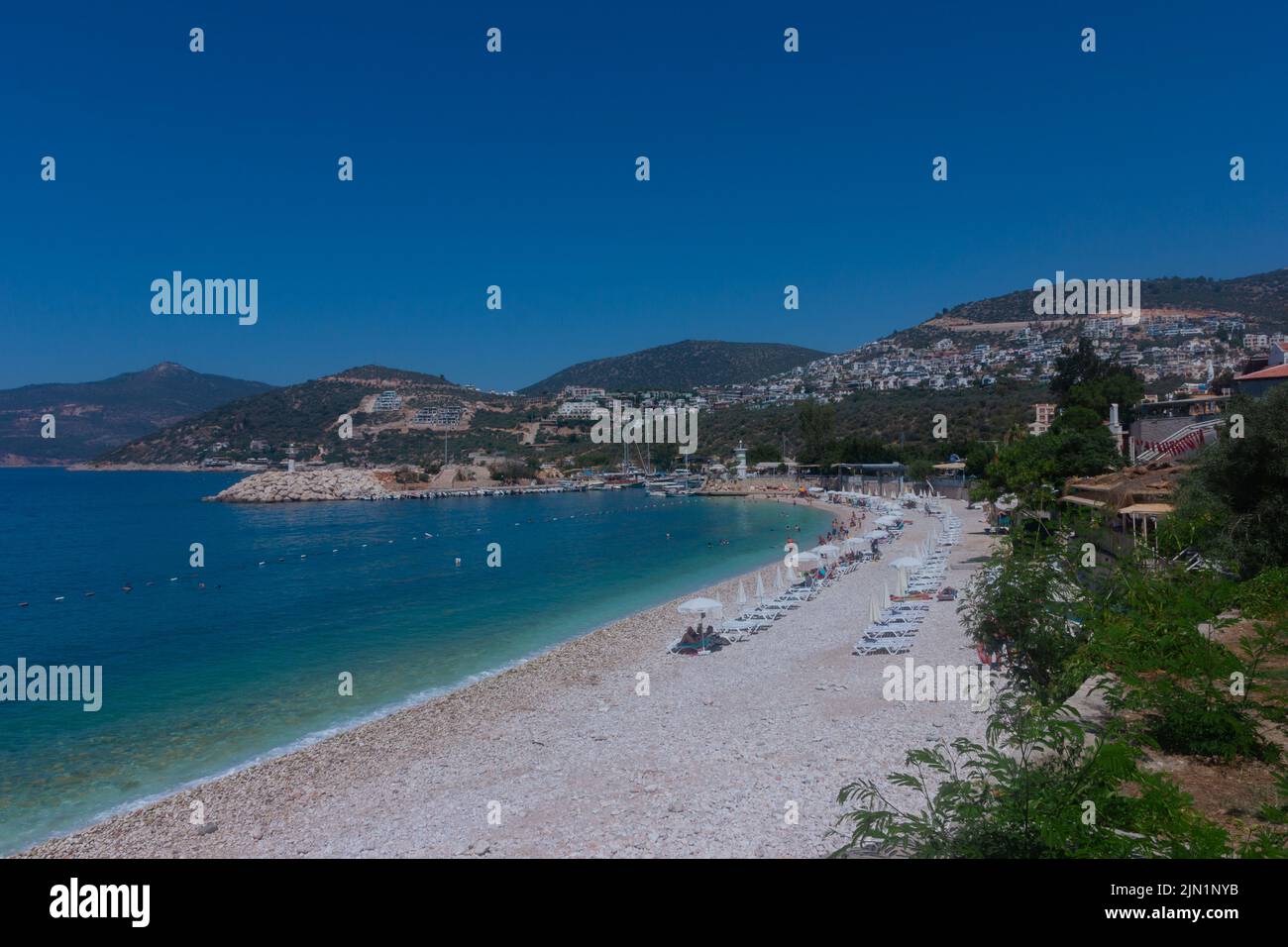 Kalkan, Antalya, Turkey – July 6, 2022: Public beach of Kalkan resort ...