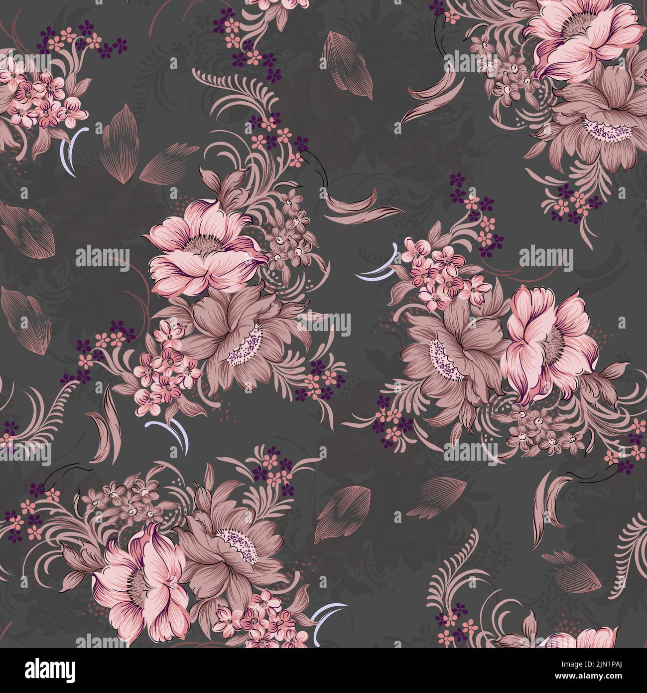 digital print flower floral seamless design Stock Photo - Alamy
