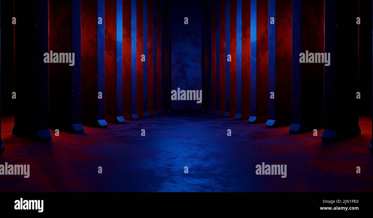 Science Fiction Futuristic Metallic Basement Underground Hall Black ...