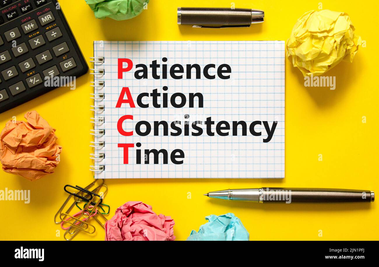 PACT patience action consistency time symbol. Concept words PACT ...