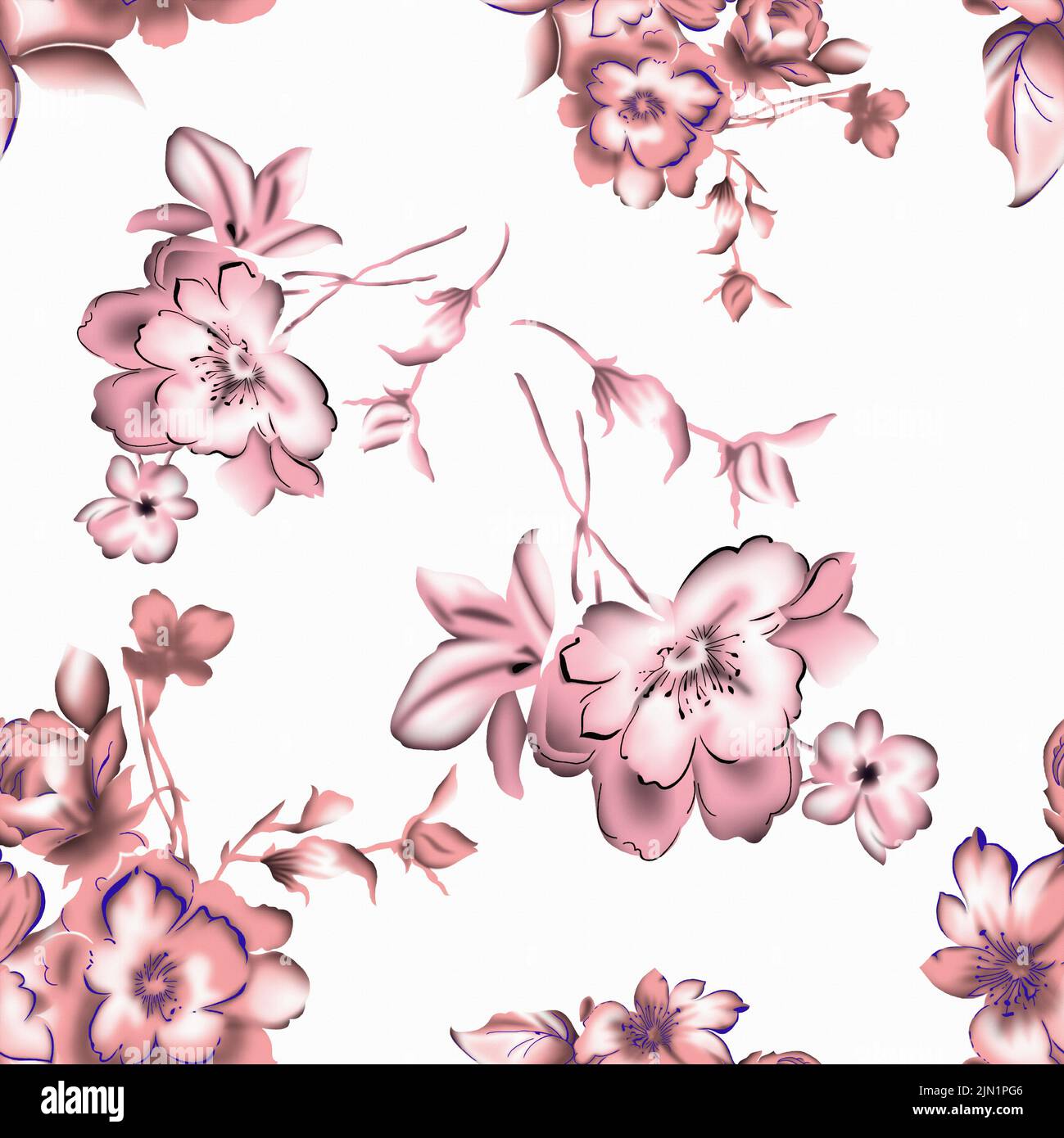 digital print flower floral seamless design Stock Photo - Alamy