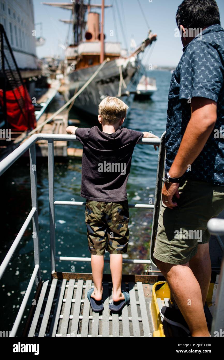 Nephew & Uncle Exploring Boat at Maritime Museum in San Diego Stock ...