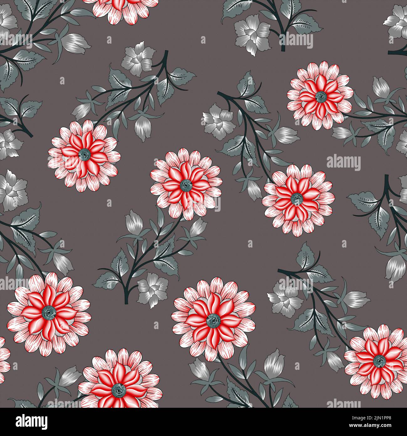 digital print flower floral seamless design Stock Photo - Alamy
