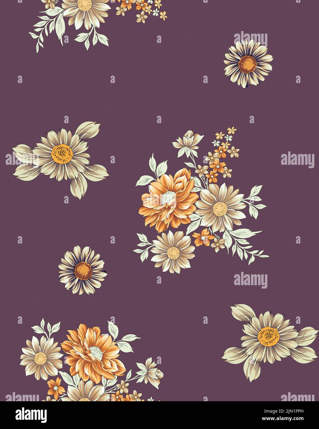 digital print flower floral seamless design Stock Photo - Alamy