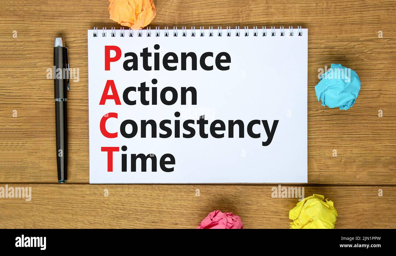 PACT patience action consistency time symbol. Concept words PACT ...