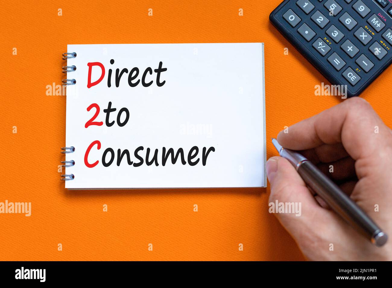 D2C direct to consumer symbol. Concept words D2C direct to consumer on ...