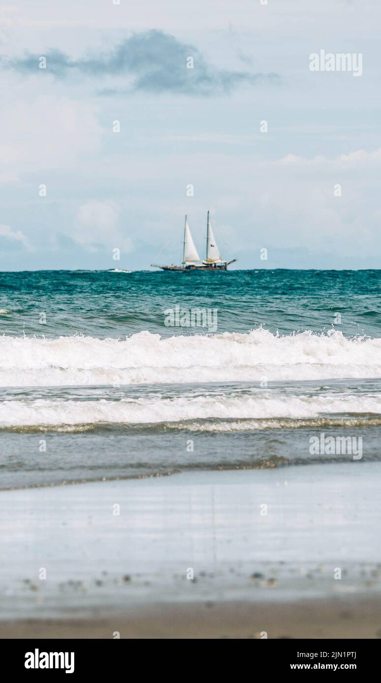 ship with two sails sailing in the sea Stock Photo - Alamy