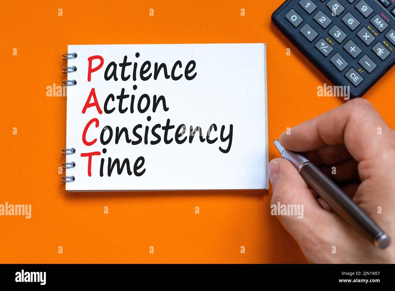 PACT patience action consistency time symbol. Concept words PACT ...