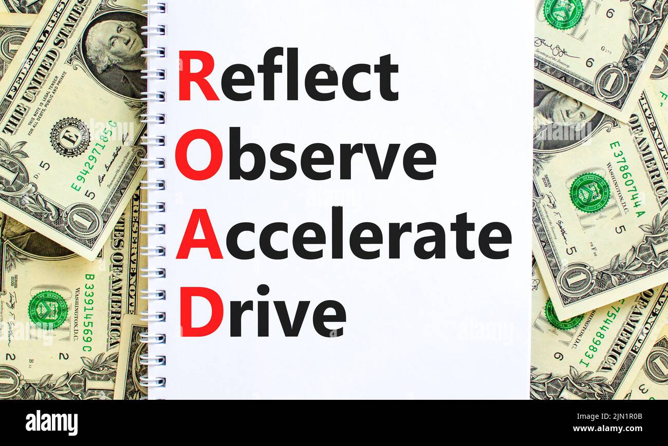 ROAD reflect observe accelerate drive symbol. Concept words ROAD ...