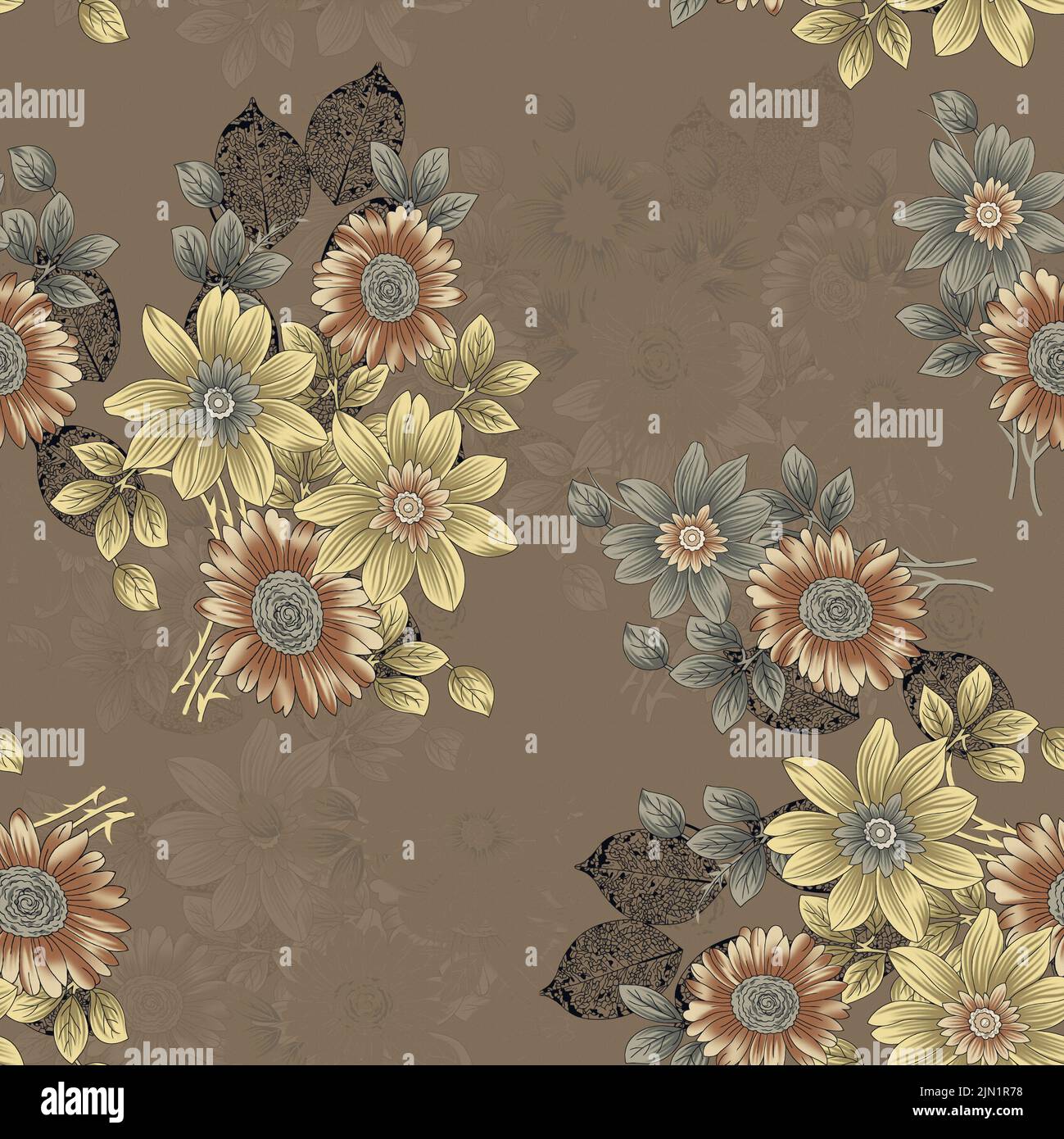 digital print flower floral seamless design Stock Photo - Alamy