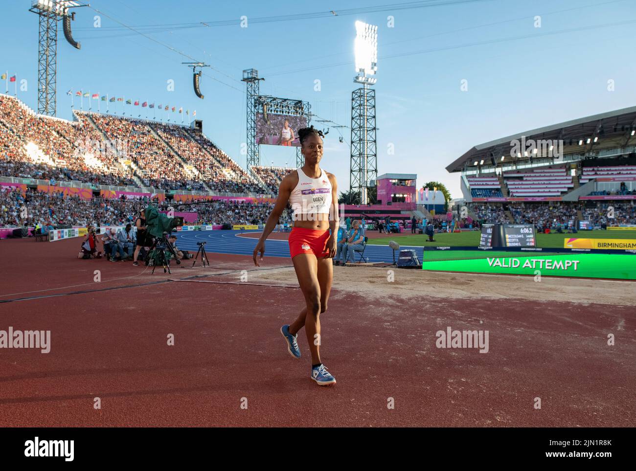 Lorraine Ugen of England competing in the women’s long jump final at ...
