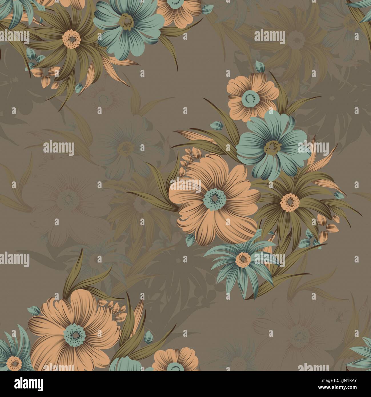 digital print flower floral seamless design Stock Photo - Alamy