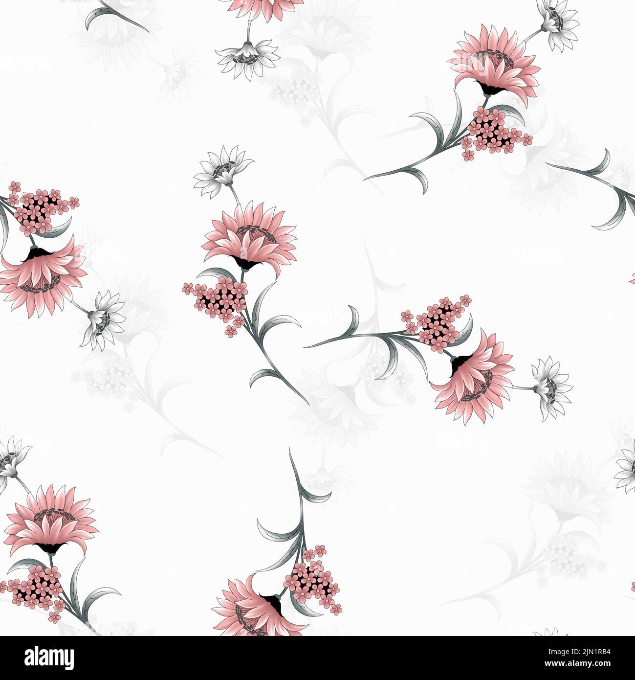 Digital textile design floral Cut Out Stock Images & Pictures - Alamy