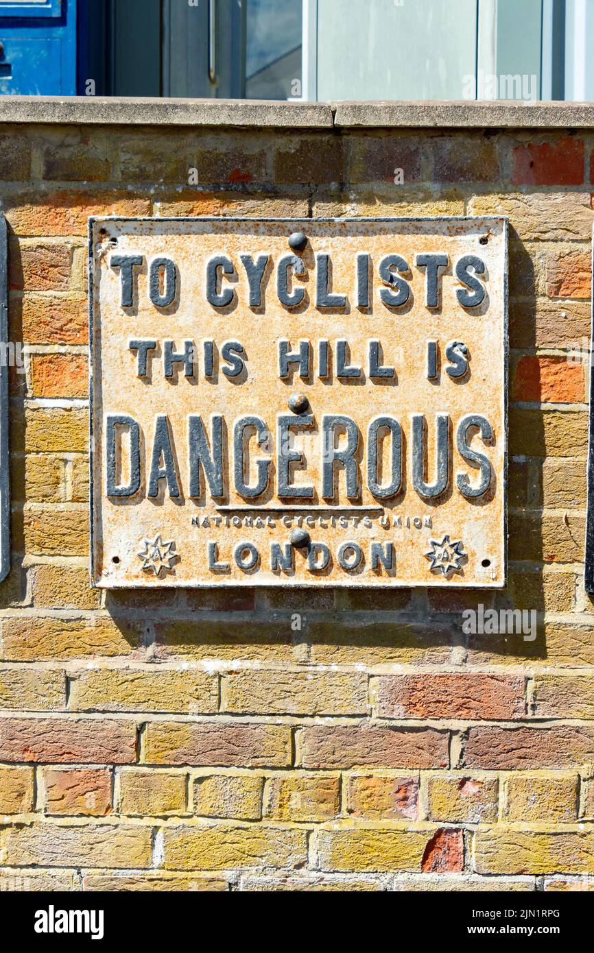 to cyclists this hill is dangerous vintage cast metal road sign at ...