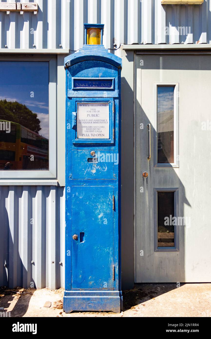vintage public police telephone box at Beamish County Durham Stock ...