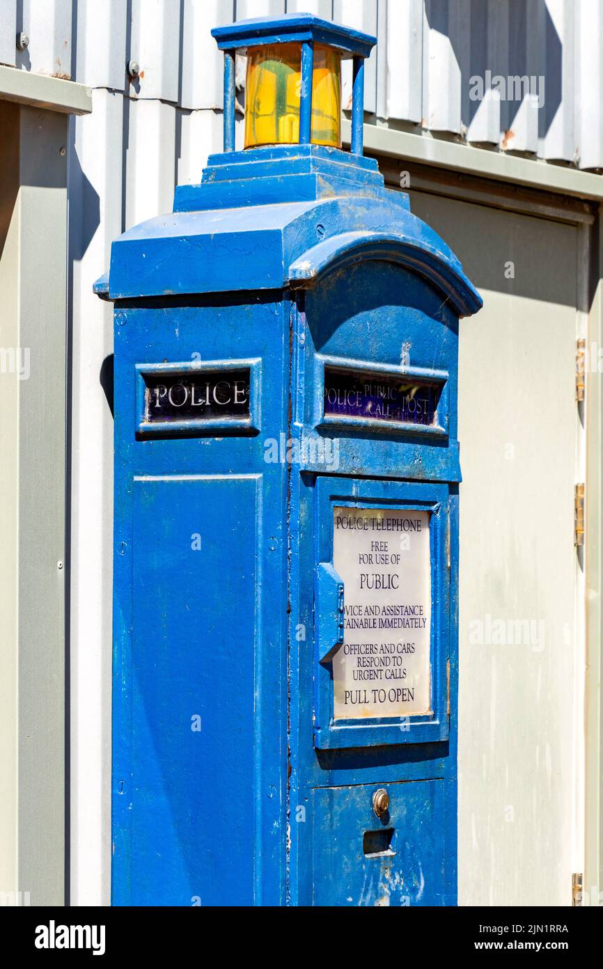 vintage public police telephone box at Beamish County Durham Stock ...