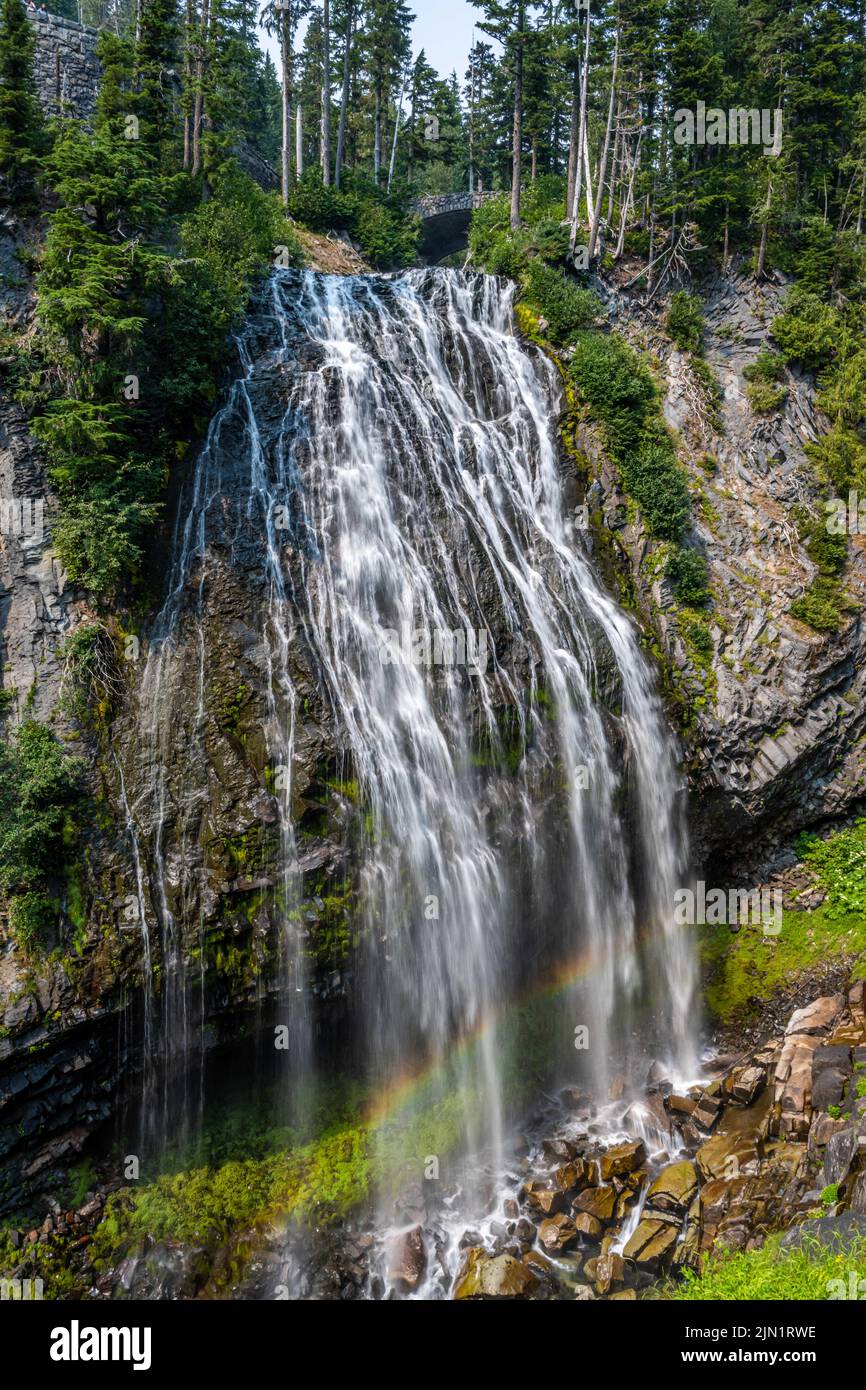 The refreshing flow of natural water resource from the falls Stock ...