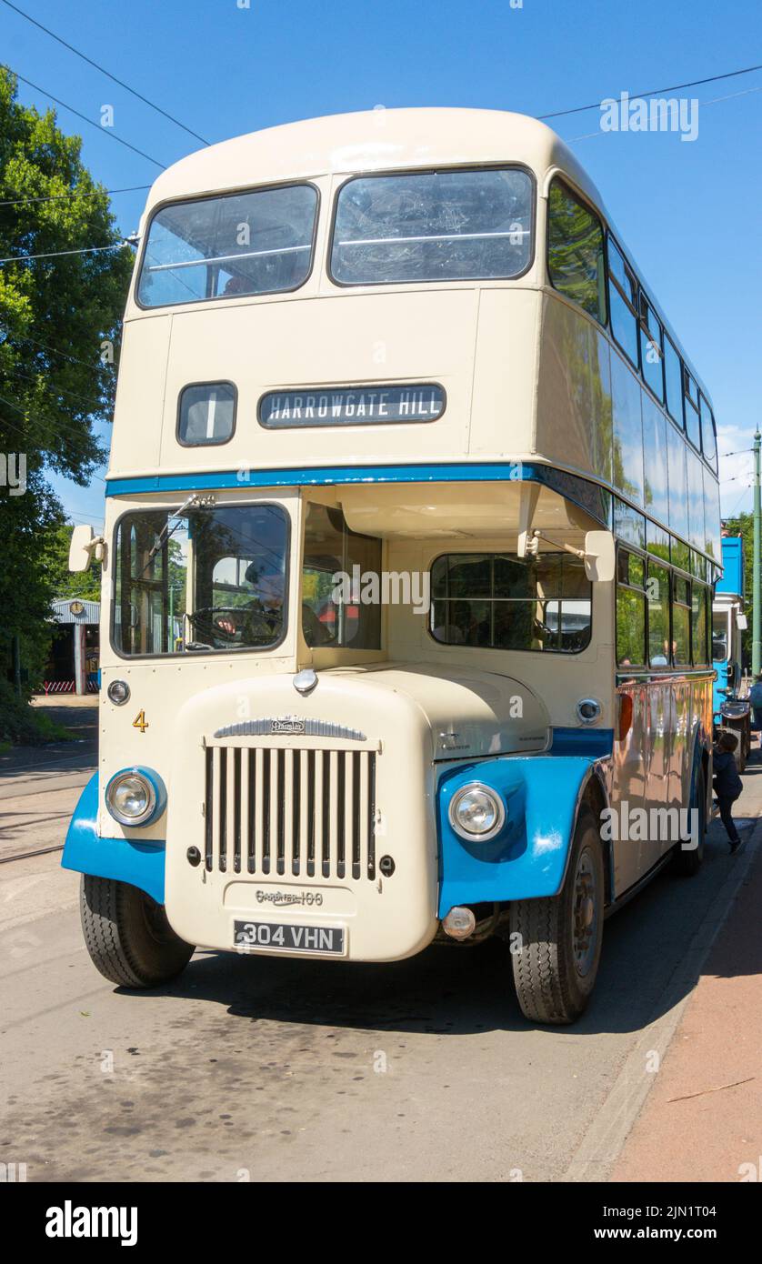 cream and blue 1964 vintage Daimler CVG5 Darlington 304, Double Decker ...