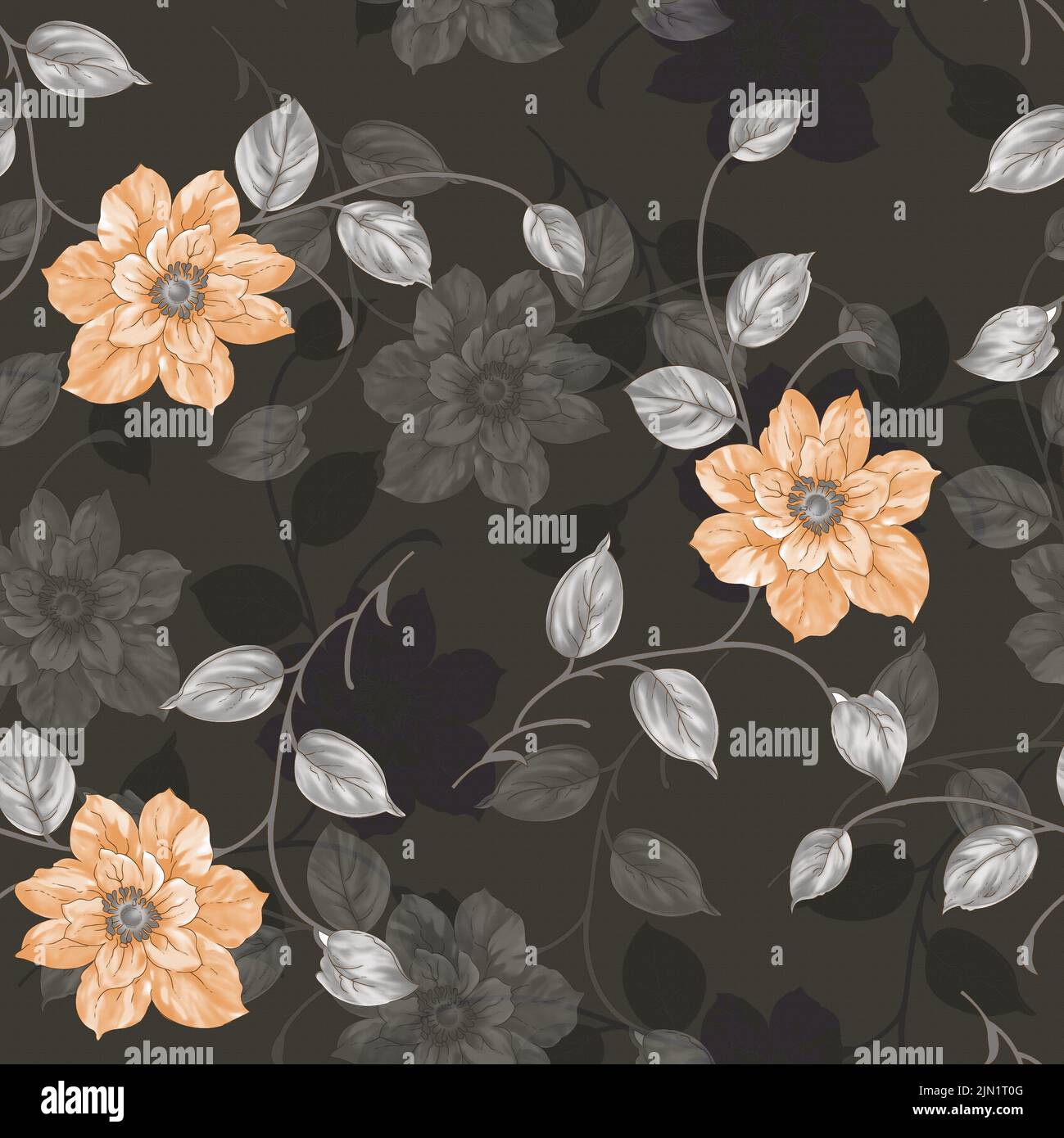 digital print flower floral seamless design Stock Photo - Alamy