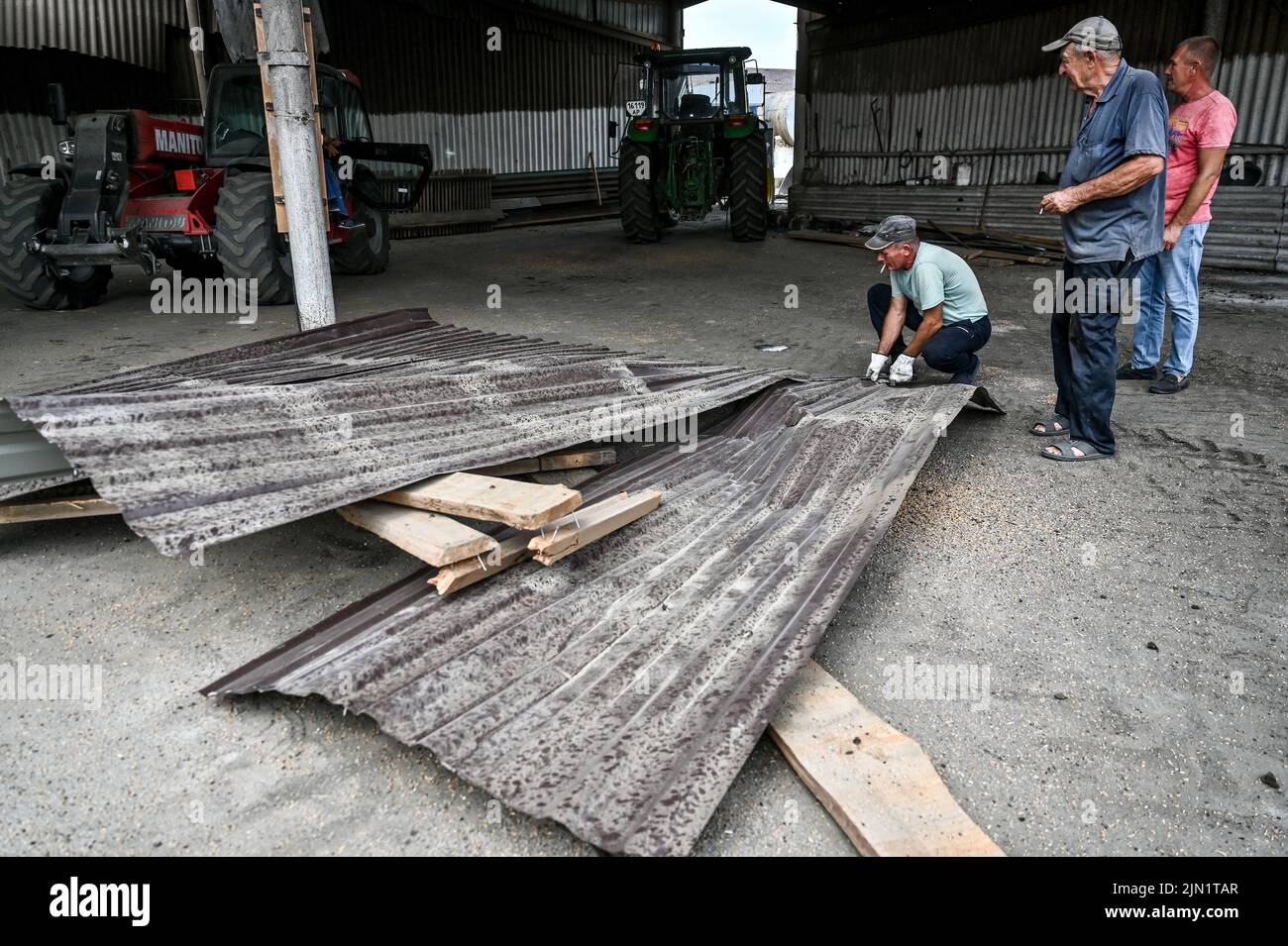 ZAPORIZHZHIA REGION, UKRAINE - AUGUST 5, 2022 - The premises of a grain ...