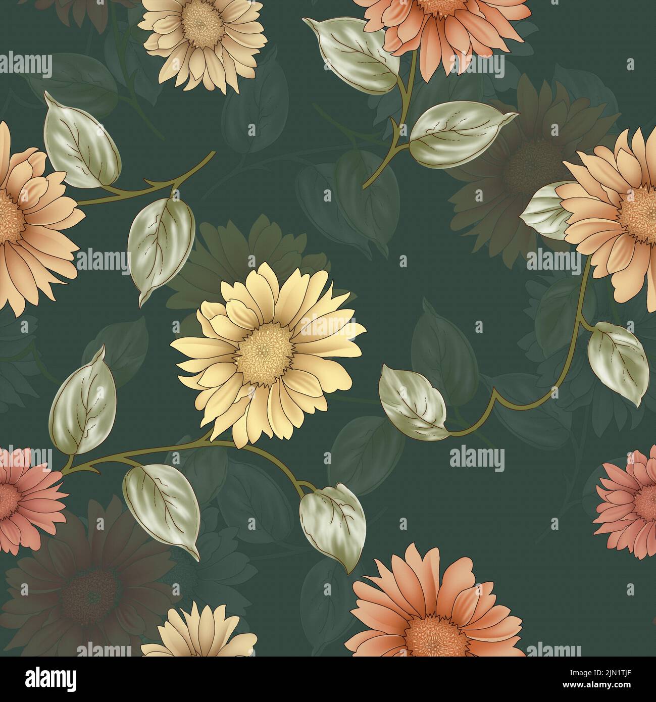 digital print flower floral seamless design Stock Photo - Alamy