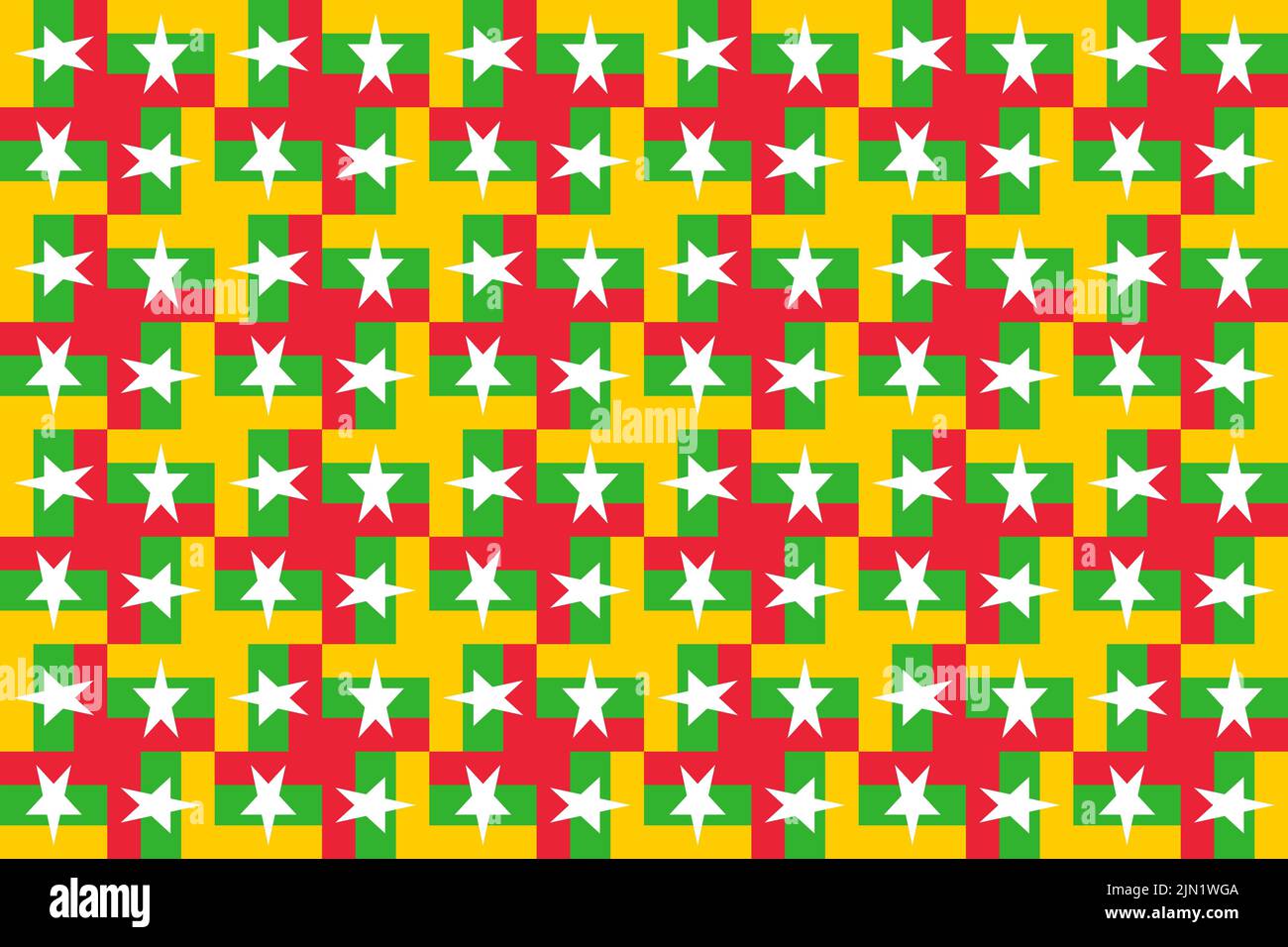 Geometric pattern in the colors of the national flag of Myanmar. The ...