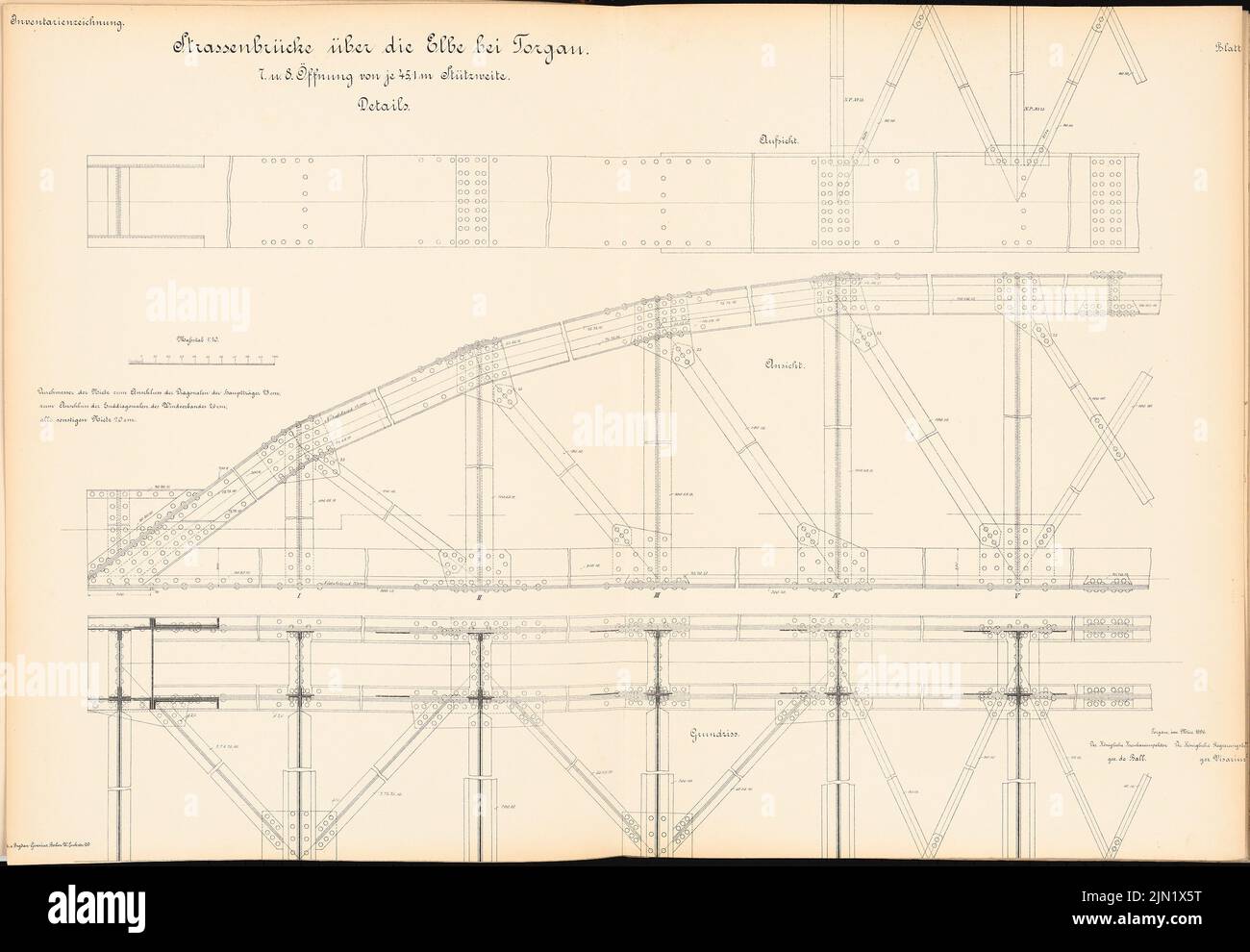 N.N., Road Bridge over the Elbe, Torgau: 7th and 8th opening: view ...