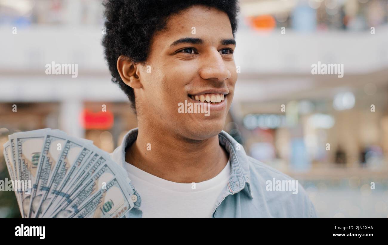 Motivated happy inspired african american guy bank customer rich man ...