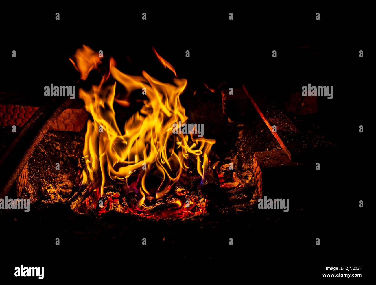 Heat energy heap closely, red and yellow, thermal energy at the fuel ...