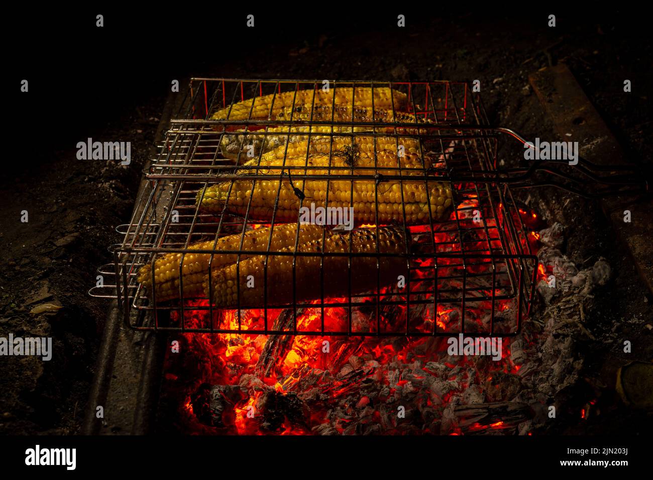 Delicious Grilled Mexican Corn cobs Vegetables On Barbecue Sweetcorn ...