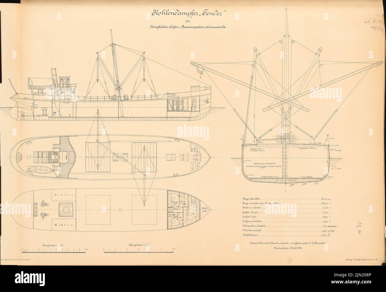 Kohlendampfer tender der hafenbauinspektion hi-res stock photography ...
