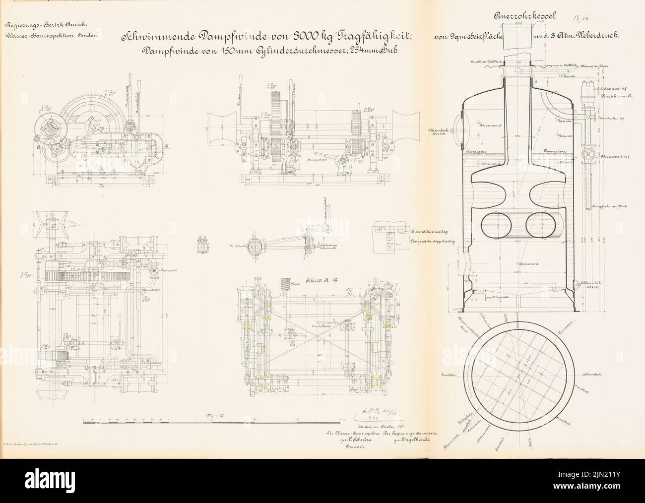 N.N., floating steam winch of the hydraulic engineering inspection ...