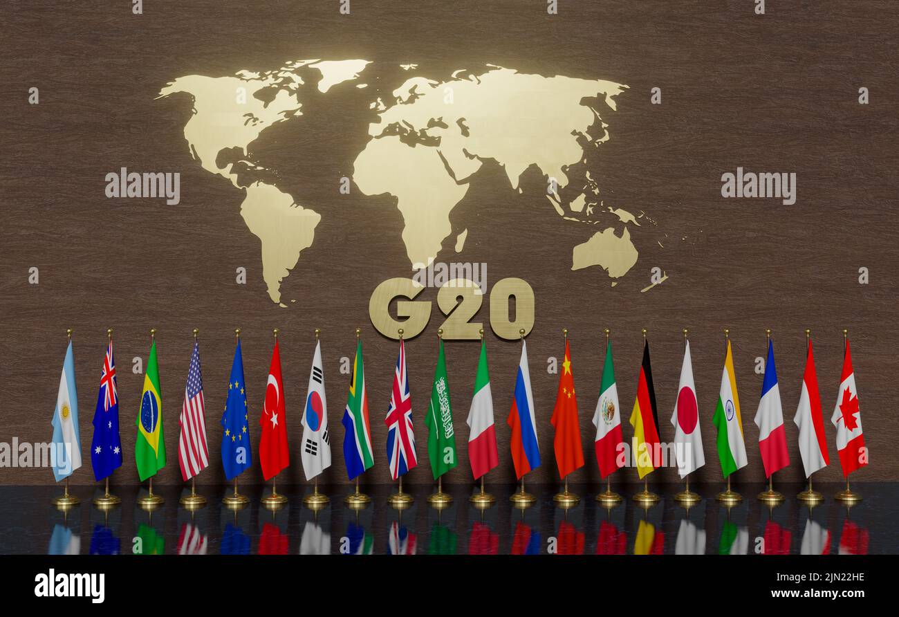 Flags G20 membership , Concept of the G20 summit or meeting, G20 ...